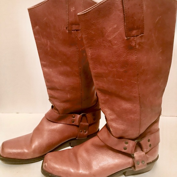 Shoes | Vintage Brown Leather Distressed Motorcycle Boots | Poshmark
